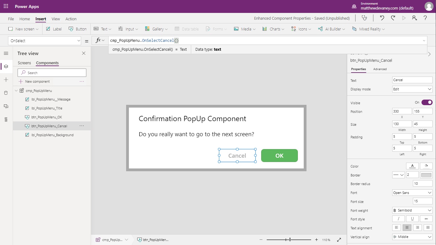 Power Apps Component With An OnSelect Property - Matthew Devaney