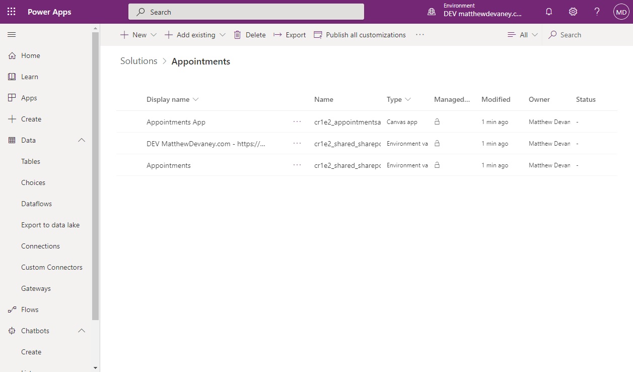 Simplify Importing & Exporting Power Apps With Datasource Environment Variables