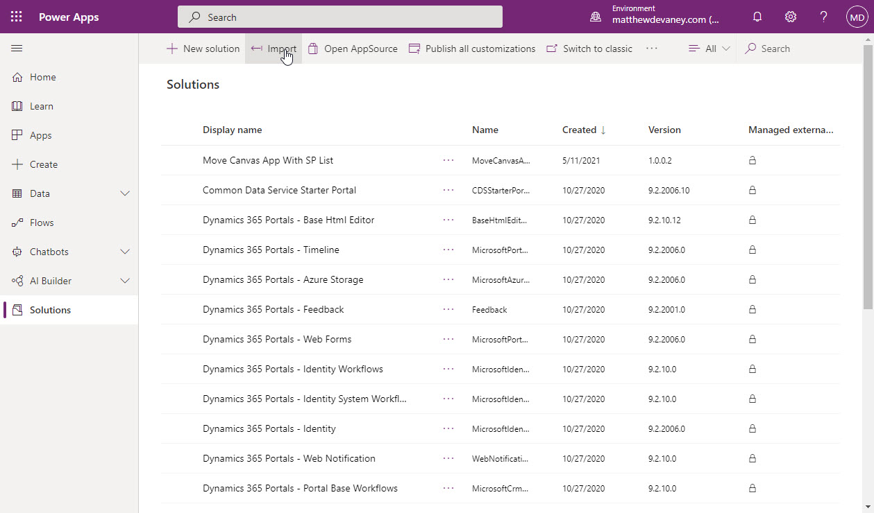 Simplify Importing & Exporting Power Apps With Datasource Environment Variables
