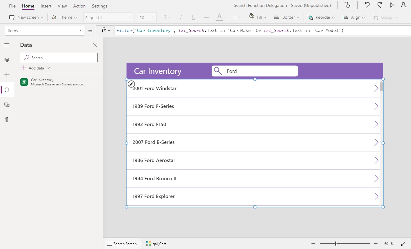 Power Apps Search Function Delegation Warning Workarounds