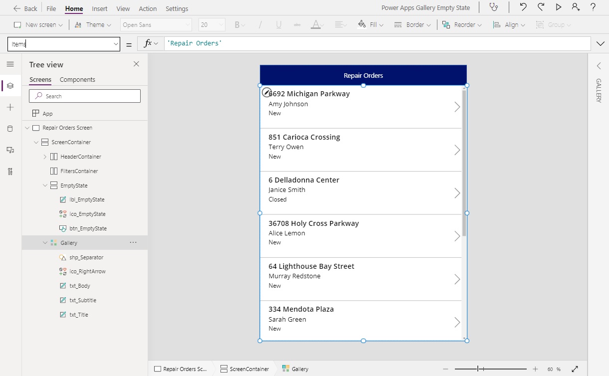 Show Message If A Power Apps Gallery Is Empty - Matthew Devaney