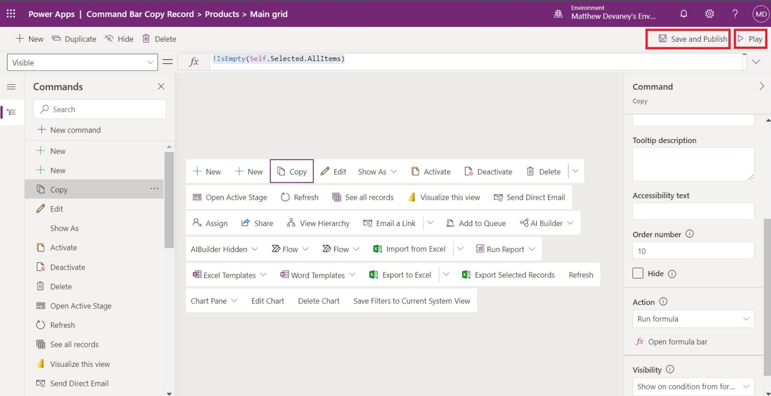 Customize The Command Bar In A Power Apps Model-Driven App