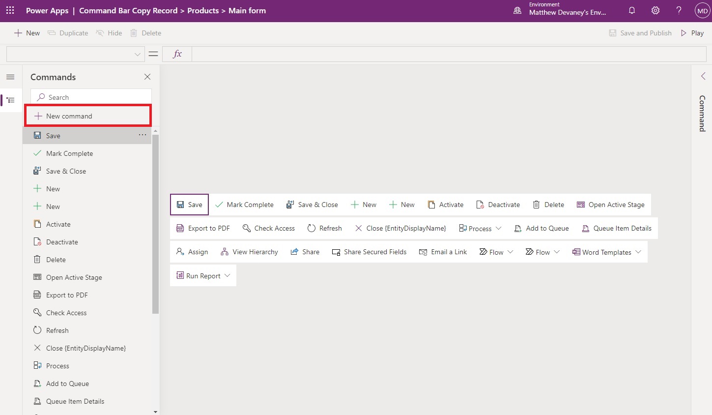 Customize The Command Bar In A Power Apps Model-Driven App