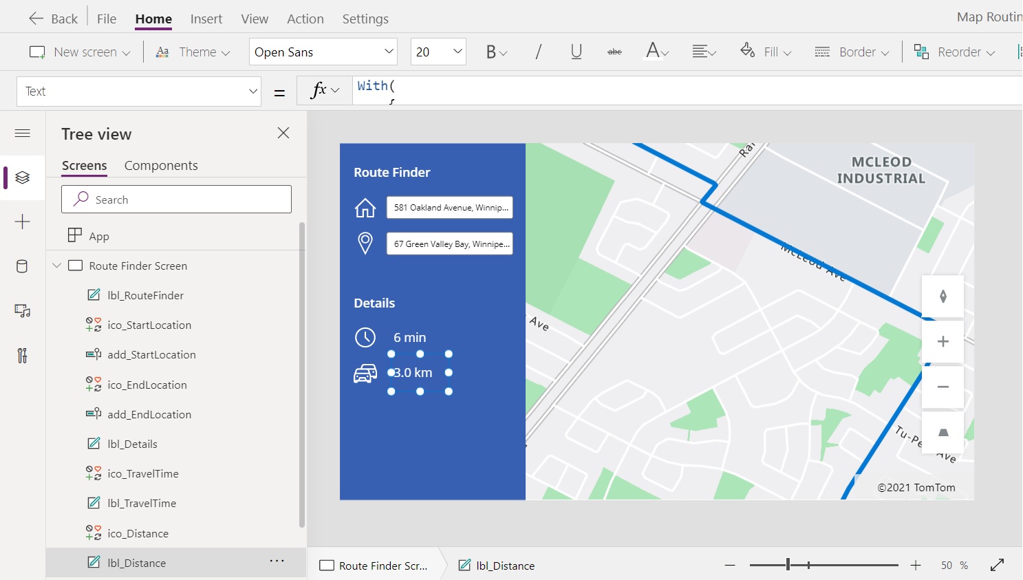 Show A Route On A Power Apps Map