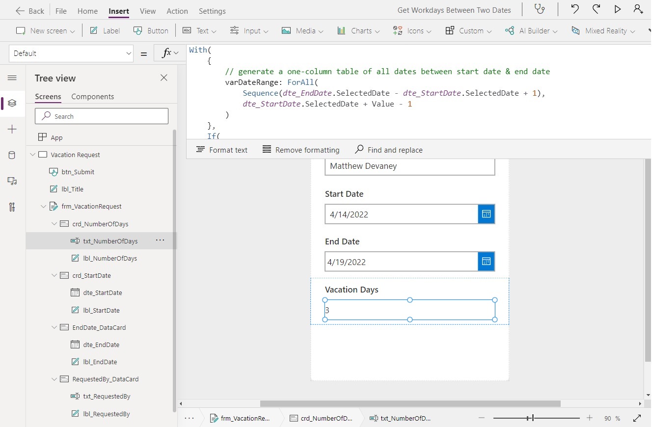 Power Apps Calculate Business Days Excluding Weekends & Holidays