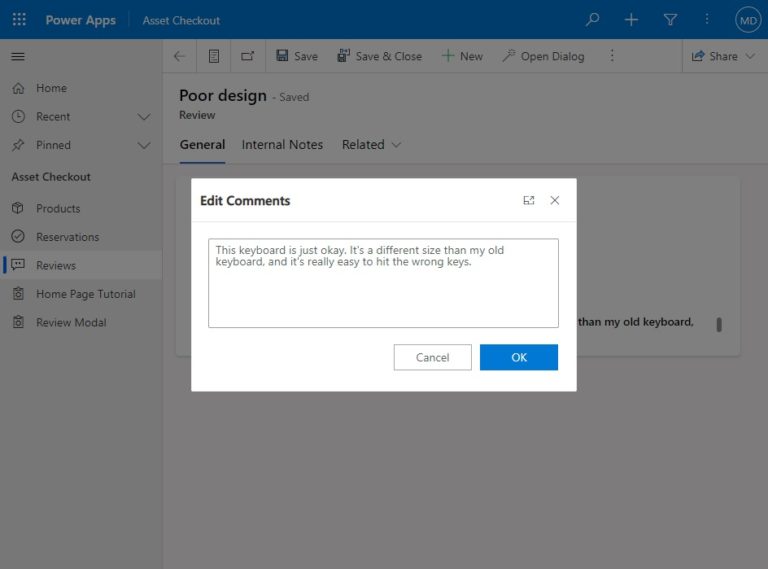 Power Apps Custom Page Modal Dialog For Model-Driven Apps