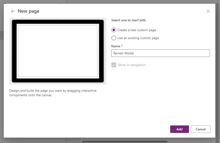 Power Apps Custom Page Modal Dialog For Model-Driven Apps