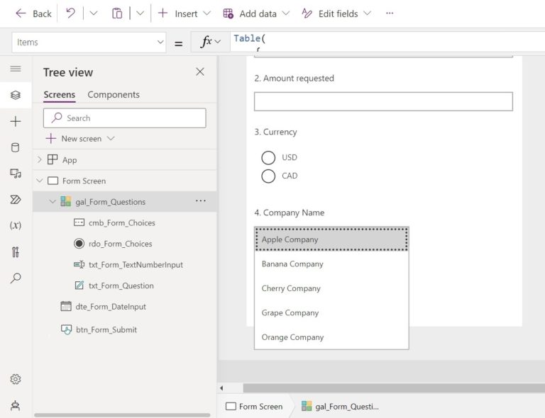 Power Apps Dynamic Forms - Generate Forms From Question List