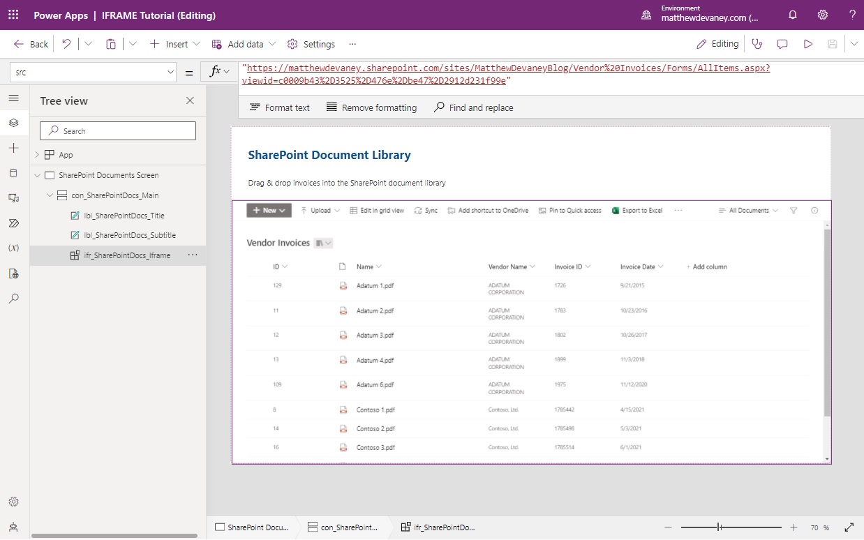 SharePoint Document Library In A Power Apps Custom Page