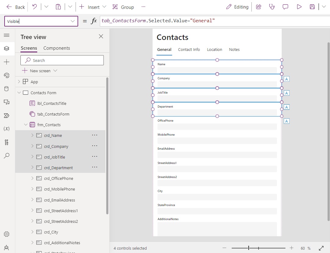 Power Apps Tabbed Form Using Tab List Modern Control