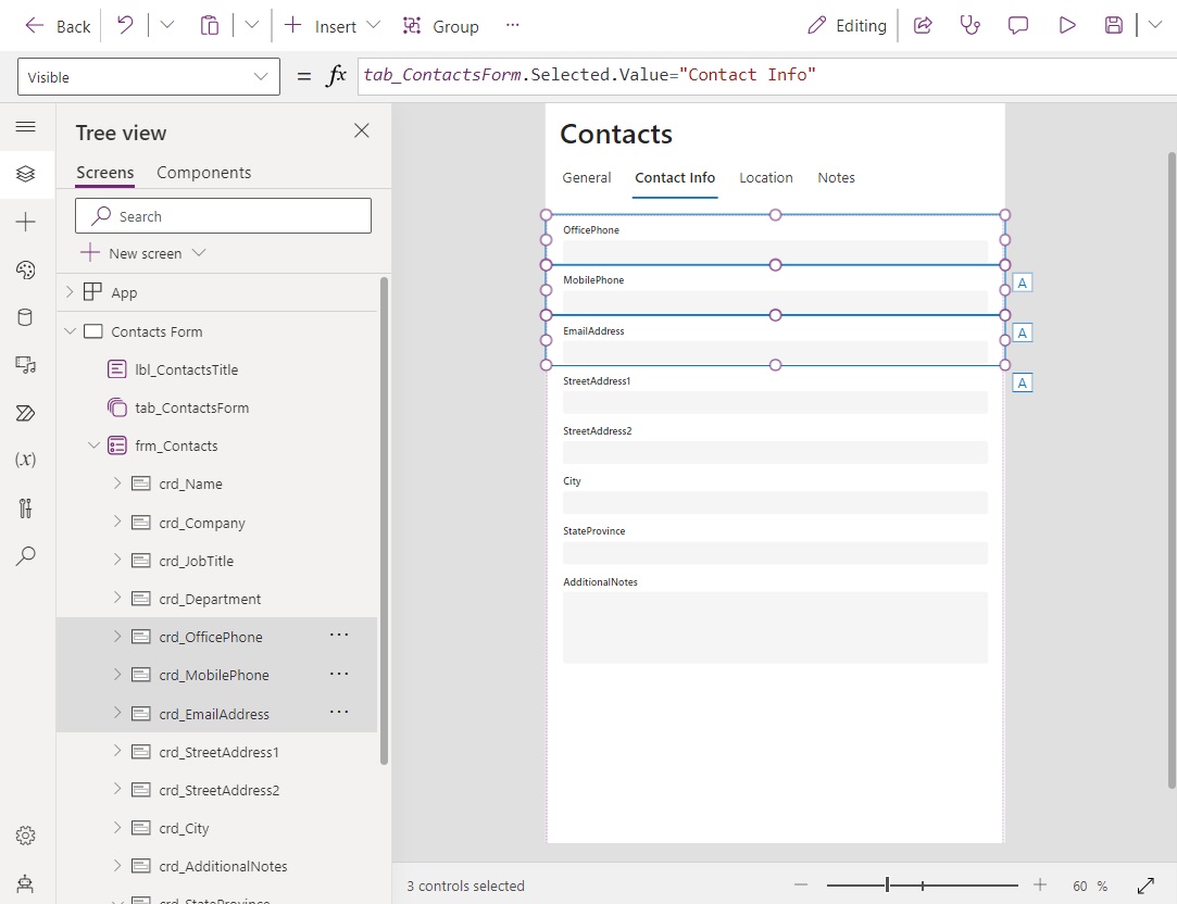 Power Apps Tabbed Form Using Tab List Modern Control