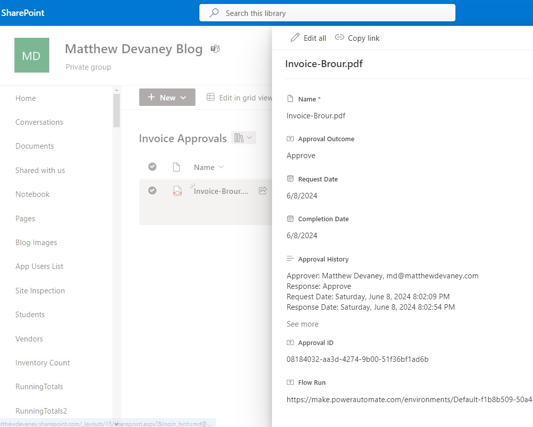Power Automate Approval History For SharePoint Files & Items
