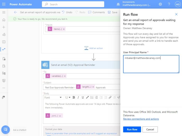 Power Automate Approval Reminder Summary Email