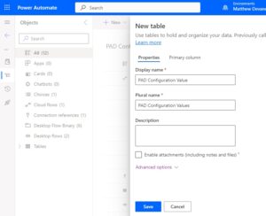 Power Automate Desktop Config File Stored In Dataverse Table