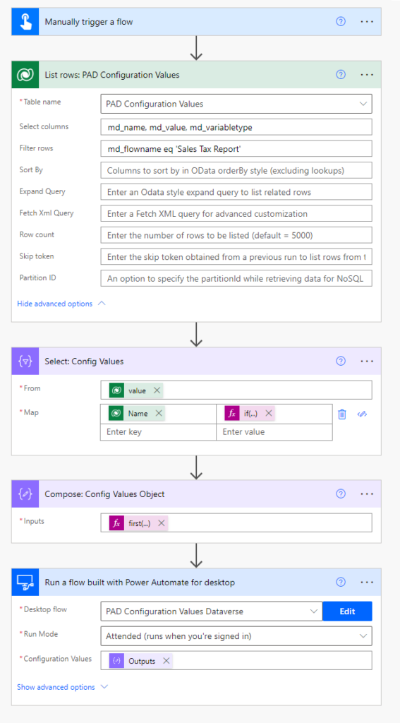 Power Automate Desktop Config File Stored In Dataverse Table