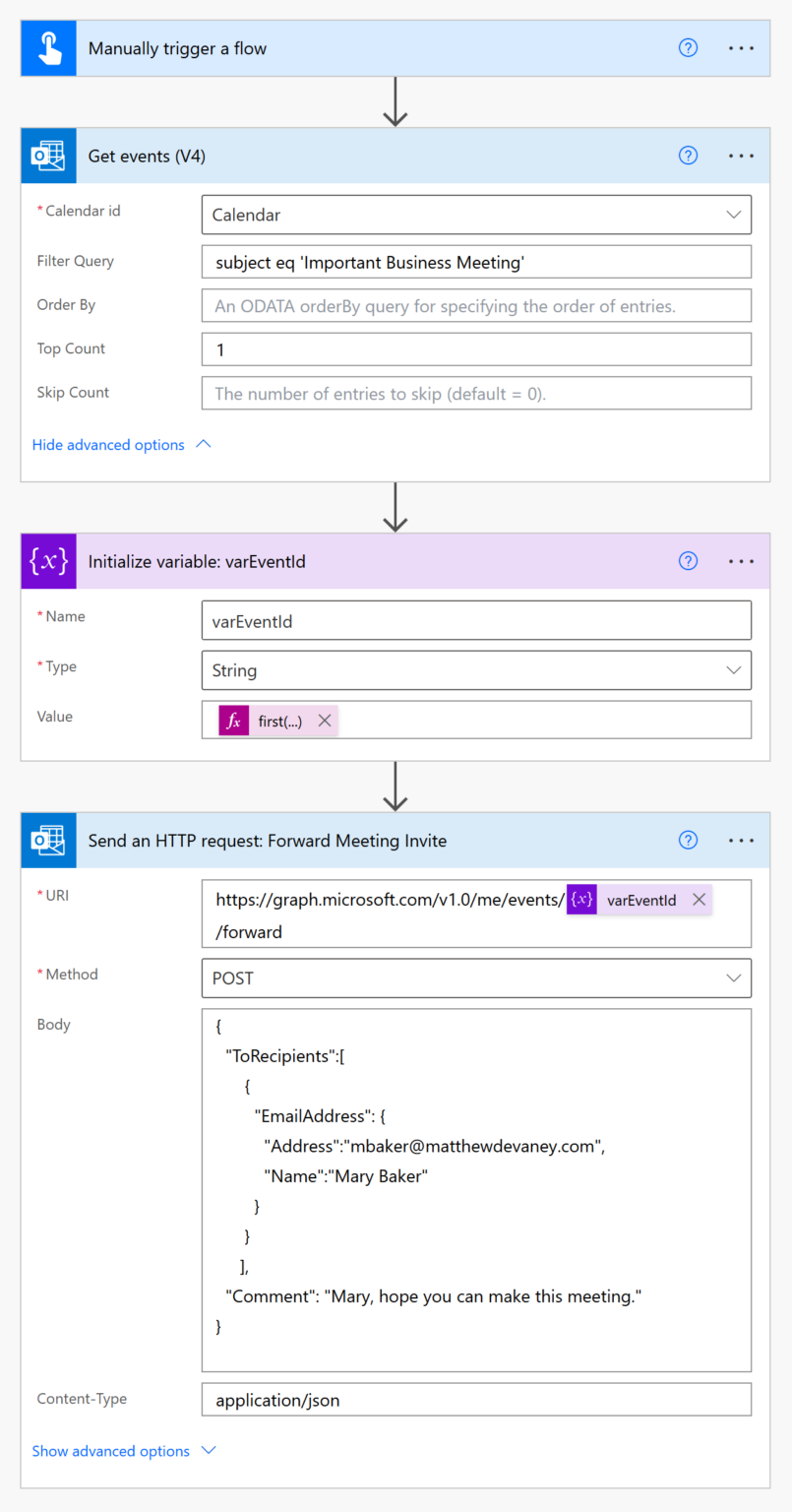 Power Automate Forward A Meeting Invite In Outlook