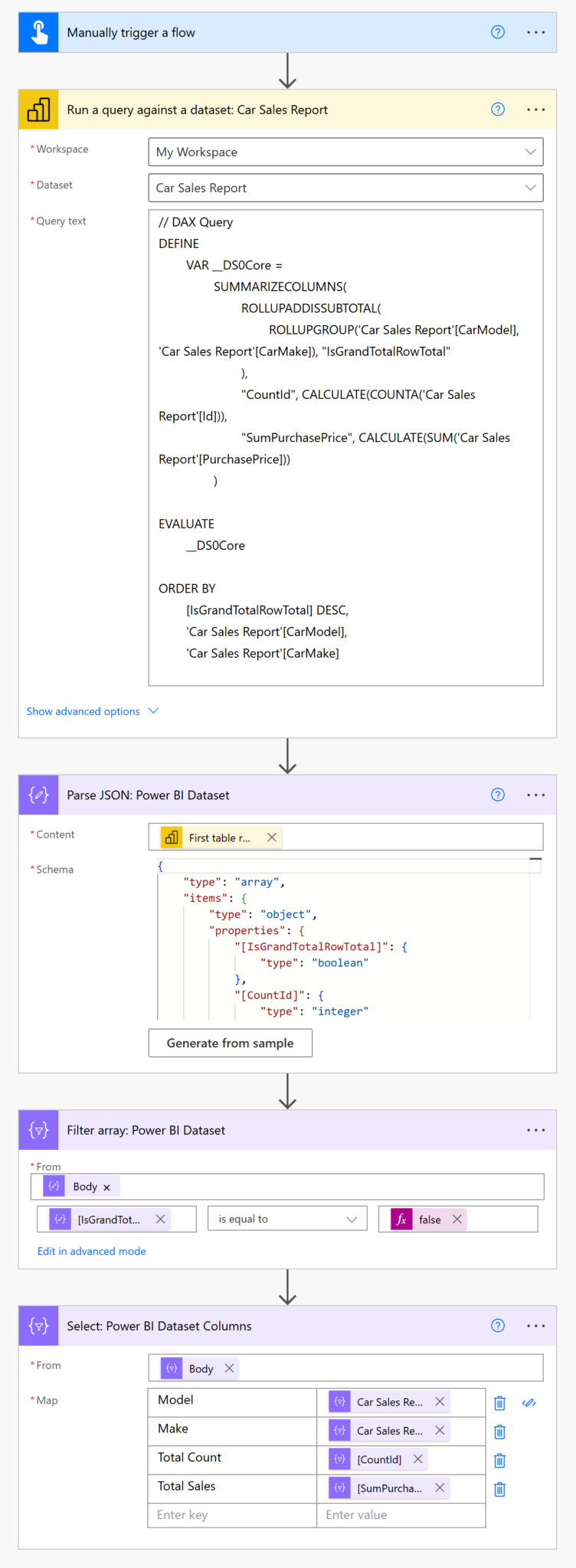 Power Automate Run A Query Against A Power BI Dataset