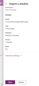 Import The Sample Solution Into The Dev Environment - Matthew Devaney