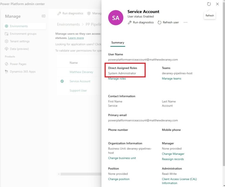 Setup A Power Platform Service Account - Matthew Devaney