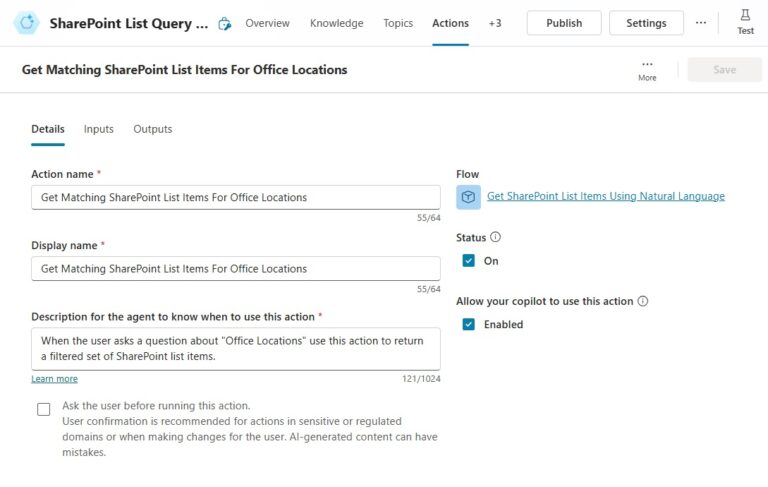 Copilot Studio SharePoint List Knowledge Workaround