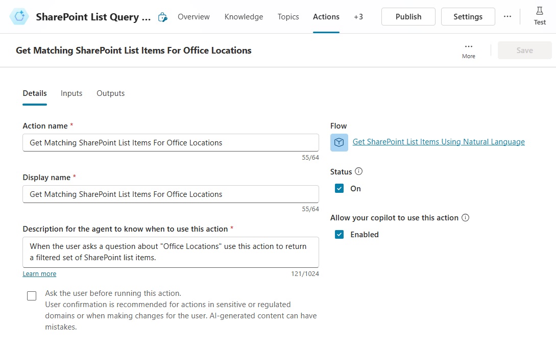 Copilot Studio SharePoint List Knowledge Workaround