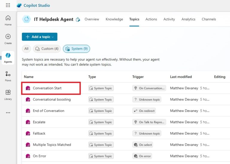 Change The Copilot Studio Agent Welcome Message