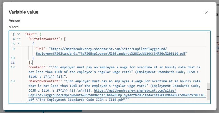 Set Citation to Open Specific PDF Page In Copilot Studio