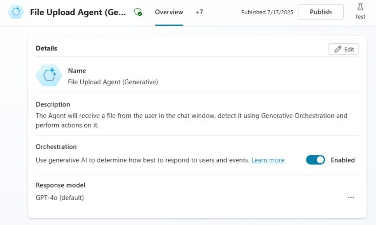 Upload File In Copilot Studio (Generative Orchestration Mode)