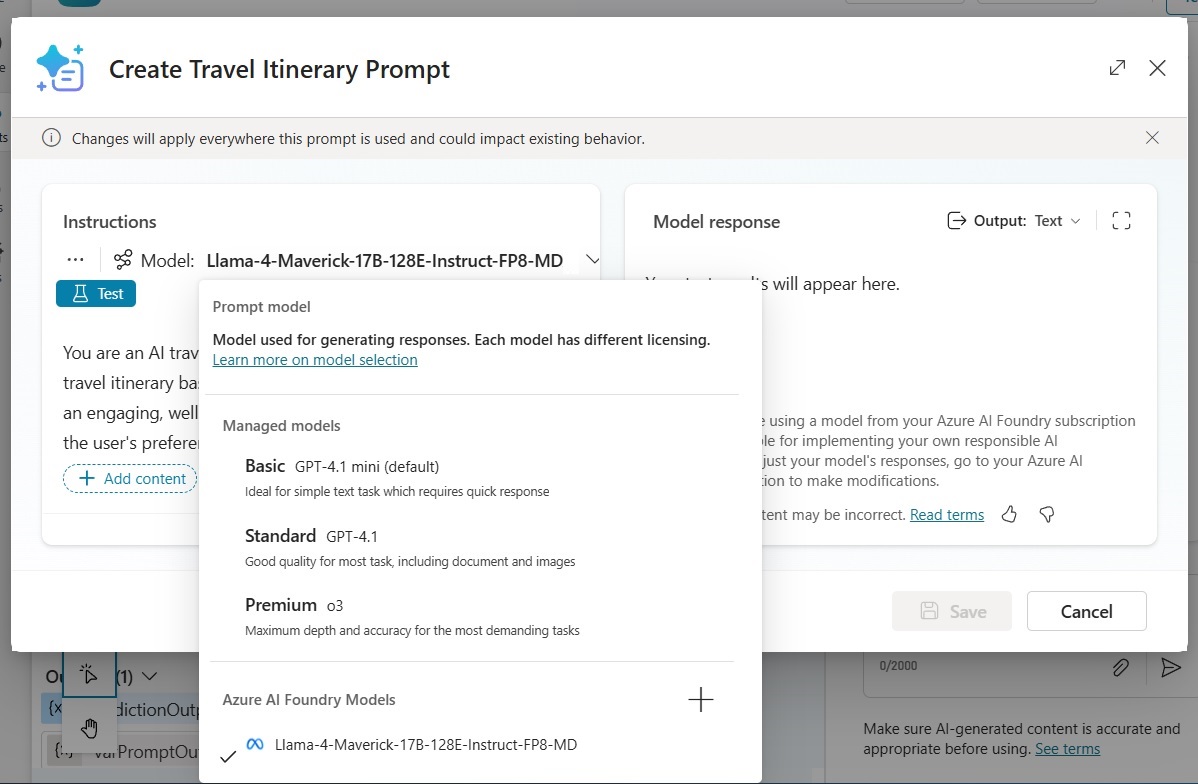 Azure AI Foundry Model In Copilot Studio Custom Prompts