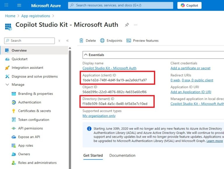 Configure MS Auth for Test Automation in Copilot Studio Kit