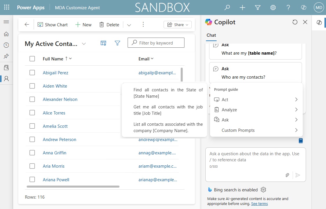 Customize The Model-Driven Apps Copilot Prompt Library