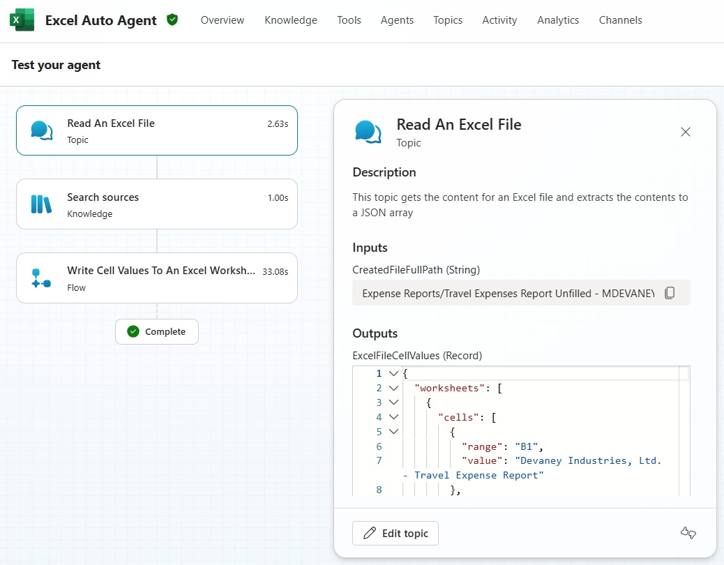 Copilot Studio Autonomous Agent To Read & Write Excel Files